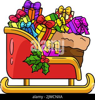 Christmas Sleigh Colored Cartoon Illustration Stock Vector Image & Art ...