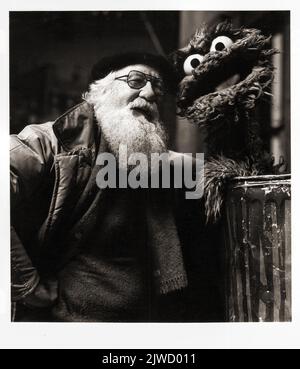 Legendary puppet builder, Kermit Love works on the head of a puppet for ...