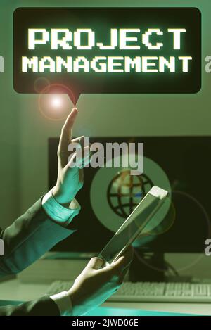 Hand writing sign Project ManagementApplication Process Skills to ...