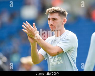 Brighton's new signing Billy Gilmour warming up before the Premier ...