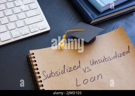Subsidized loan sign and student graduation cap Stock Photo - Alamy