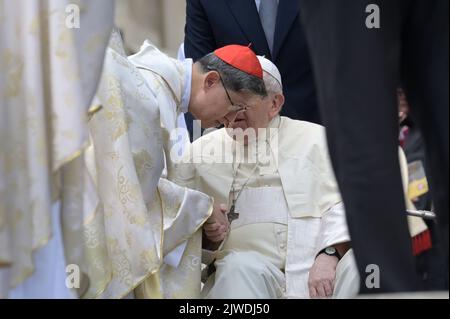 Cardinal Luis Antonio Gokim Tagle leads a rosary prayer outside the ...