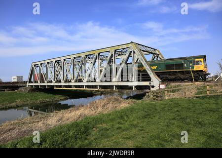 66507 Freightliner, diesel powered freight train near Manea village ...