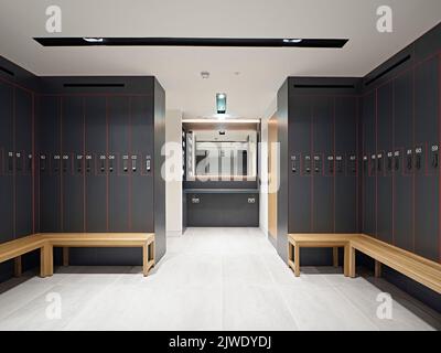 Basement locker rooms. 50 Eastbourne Terrace, London, United Kingdom ...