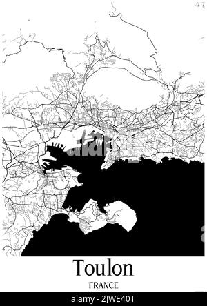 Road map of the city of Toulon in France on a white background Stock ...