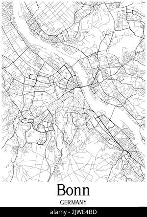 Vector road map of the city of Bonn in Germany on a white background ...