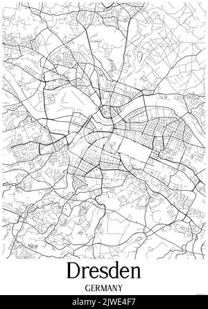 Vector road map of the city of Dresden in Germany on a white background ...