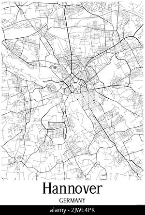 Vector road map of the city of Hannover in Germany on a white ...