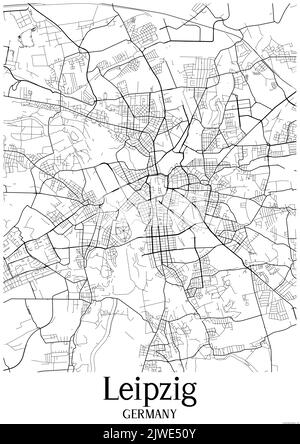 Vector road map of the city of Leipzig in Germany on a white background ...