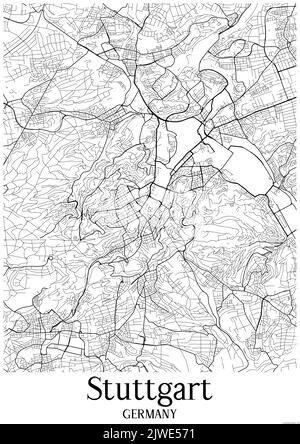 Vector road map of the city of Stuttgart in Germany on a white ...