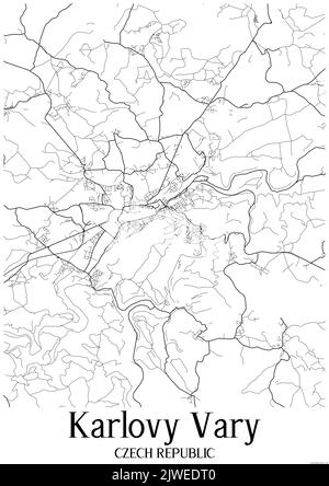 KARLOVY VARY town city plan mesta. Carlsbad Karlsbad. Czech Republic ...