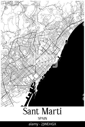 Vector road map of the city of Sant Cugat del Valles in Spain on a ...