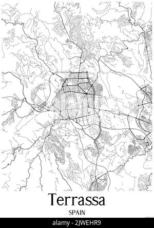 Vector road map of the city of Terrassa in Spain on a white background ...