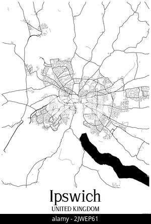 Road map of the city of Ipswich in the United Kingdom on a white background Stock Photo - Alamy