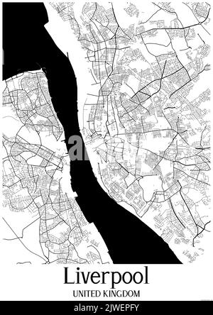 Road map of the city of Liverpool Center in the United Kingdom on a ...