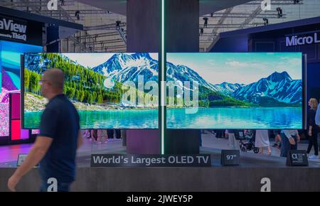 LG Messestand, OLED TV Bildschirm, Internationale Funkaustellung IFA ...