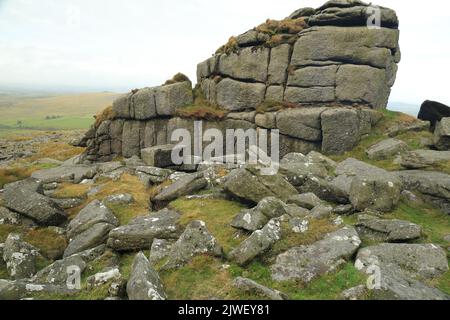 Rock stacks on Great Mis tor, Dartmoor, Devon, England, UK Stock Photo ...