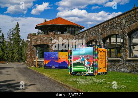 First Nations mural boxes, exterior Cave and Basin National Historic ...
