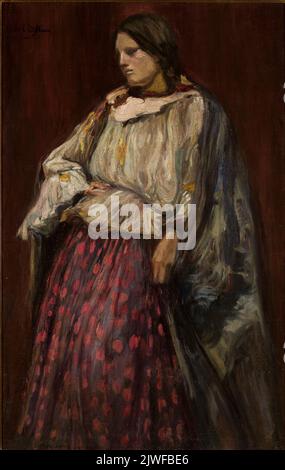Palette with a portrait of a young Gipsy woman. Ejsmond, Franciszek ...