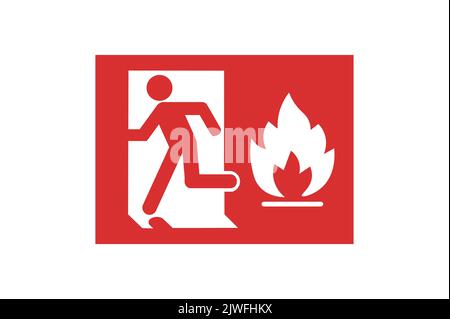 Emergency fire exit sign. Evacuation fire escape door vector sign ...