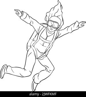 Skydiving Coloring Page for Kids Stock Vector Image & Art - Alamy