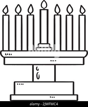 Kwanzaa Kinara Isolated Coloring Page for Kids Stock Vector Image & Art ...