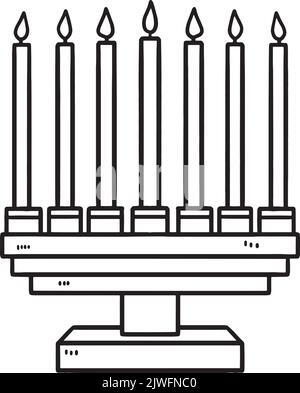 Kwanzaa Kinara Isolated Coloring Page for Kids Stock Vector Image & Art ...