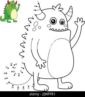 Dot to Dot Creepy Monster Isolated Coloring Page Stock Vector Image & Art - Alamy