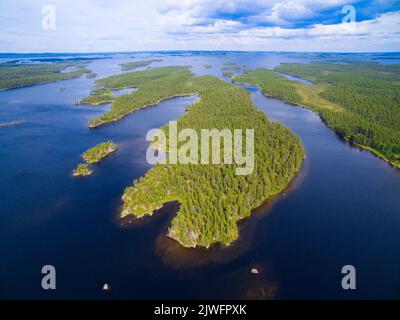 Aerial view of lake Inari in winter, Finland Stock Photo - Alamy