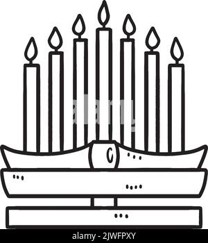 Kwanzaa Kinara Isolated Coloring Page for Kids Stock Vector Image & Art ...