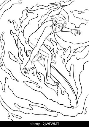 Surfboard Summer Coloring Page for Kids Stock Vector Image & Art - Alamy