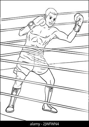 Boxing Coloring Page for Kids Stock Vector Image & Art - Alamy