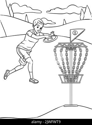 Frisbee Coloring Page for Kids Stock Vector Image & Art - Alamy