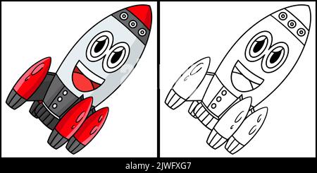 Rocket with Face Vehicle Cartoon Colored Clipart Stock Vector Image ...