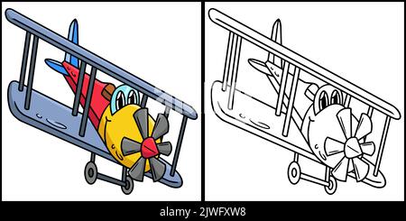 Propeller Plane Coloring Page Vehicle Illustration Stock Vector Image ...