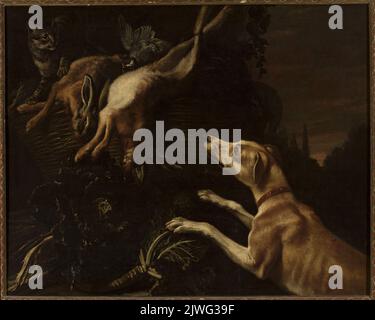 Dog attacking a cat. Vonck, Jan (1631-1663/1664), painter Stock Photo ...