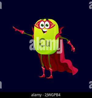 Cartoon copper or cuprum superhero micronutrient character. Isolated ...