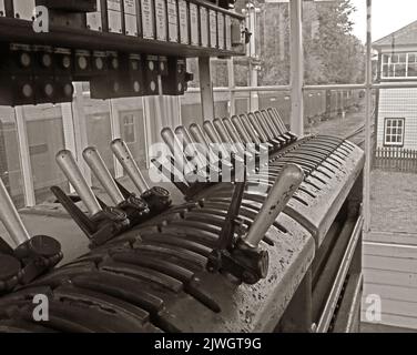 Levers at a signal box , Crewe, Cheshire, England, UK Stock Photo - Alamy