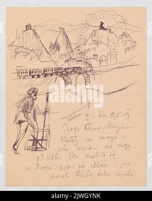 Letter to Maria Mickiewiczówna with a drawing [self-portrait of the ...