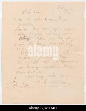 Letter to Maria Mickiewiczówna. Makowski, Tadeusz (1882-1932), author ...