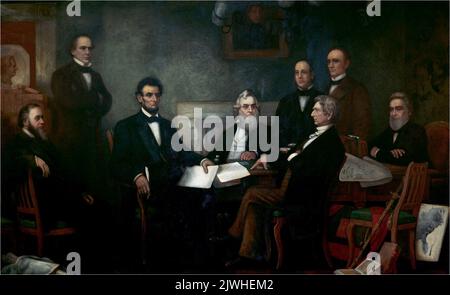 First reading of the emancipation proclamation on postage stamp Stock ...