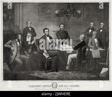 President Abraham Lincoln and his cabinet members, alongside Lieutenant ...