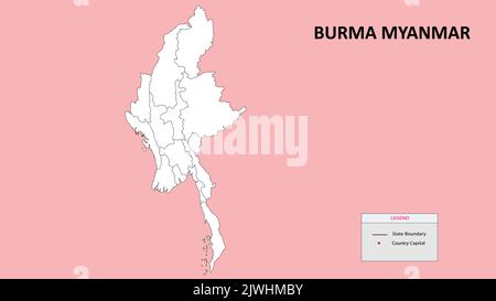 Map of Myanmar - outline. Silhouette of Myanmar map vector illustration ...