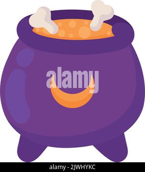 bones cauldron spell trick or treat happy halloween vector illustration ...