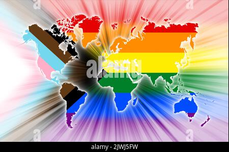 Progress LGBTQ Rainbow world map, the most widely known worldwide is ...