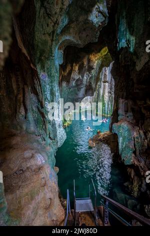 Tourists swimming in Sawa-i-Lau limestone caves, made famous by movie ...