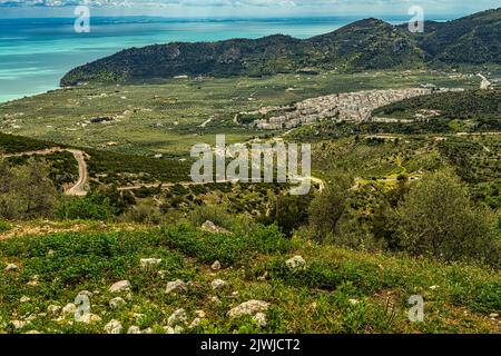 Panorama of the Gargano promontory, and of the city of Mattinata. The ...