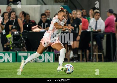 Angel City FC defender Mary Alice Vignola, left, and OL Reign ...