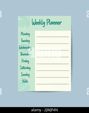 Printable weekly planner concept, with tropical exotic background ...