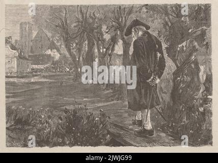Spacerujący mężczyzna. Menzel, Adolph (1815-1905), graphic artist ...